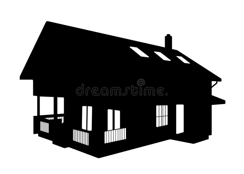 Wooden House Silhouette, Shack Chalet House Stock Vector - Illustration ...