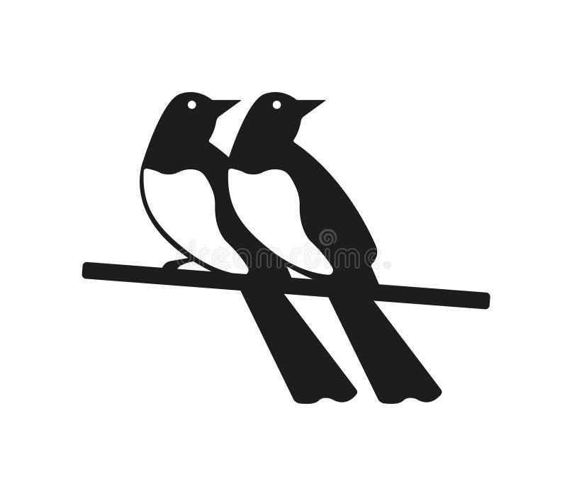 Two Magpies Bird Silhouette, Animal Logo Stock Vector - Illustration of ...
