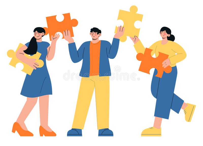 Business People Holding Puzzle Pieces. Teamwork in Office. Working ...