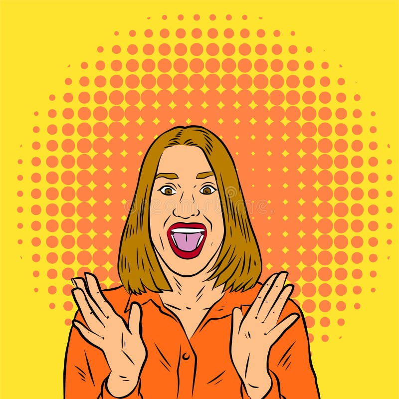 Illustration of a Woman Close Up Face with Surprised Expression. Stock ...