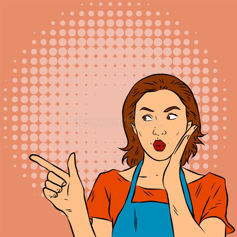Illustration of a Female Cooker Wearing Apron in Presenting Gesture ...