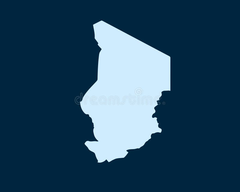 Light Blue Design Concept of Country Chad Map Isolated on Dark Green ...