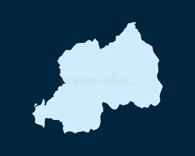 Light Blue Design Concept of Country Rwanda Map Isolated on Dark Green ...