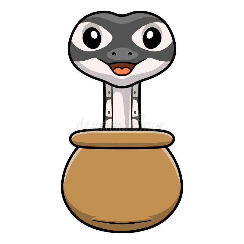 Cute Axanthic Ball Python Cartoon Inside the Sack Stock Vector ...