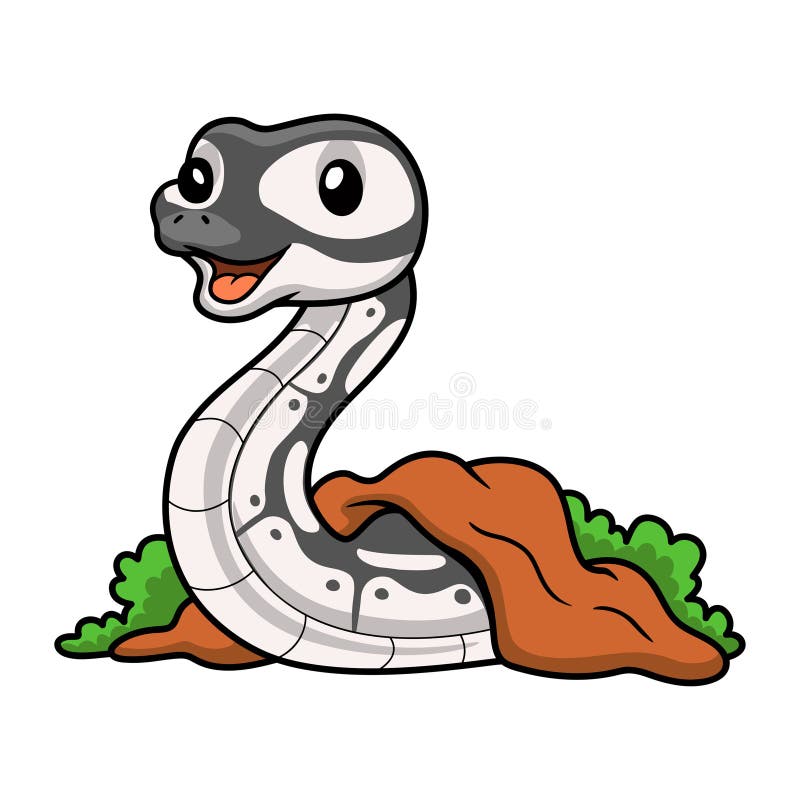 Cute Axanthic Ball Python Cartoon Out from Hole Stock Vector ...