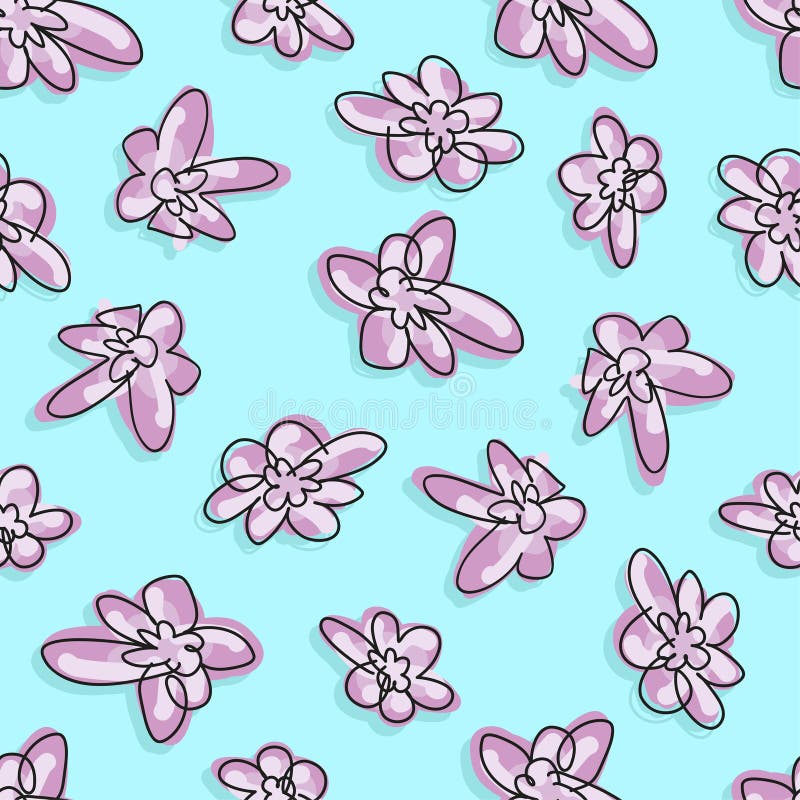 Beautiful Hand Draw Flowers Cartoon Background Pattern Seamless Stock ...
