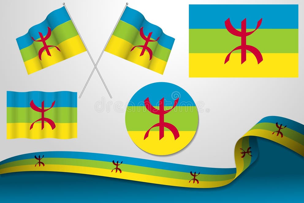 Set of Berber, Amazigh Flags in Different Designs Stock Vector ...