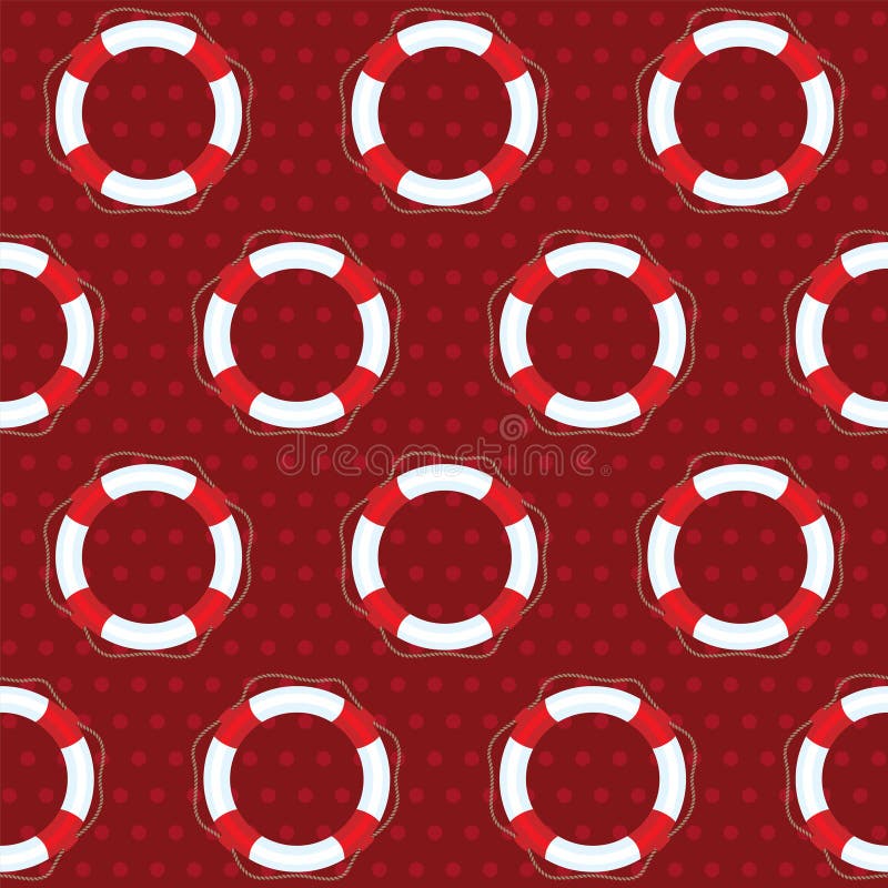 Seamless Lifebuoy Pattern, Small Polka Dot with Maroon Color Background ...