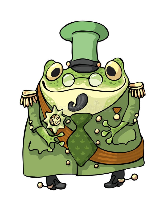 Frog in Green Uniform with Red Order Ribbon Stock Illustration ...