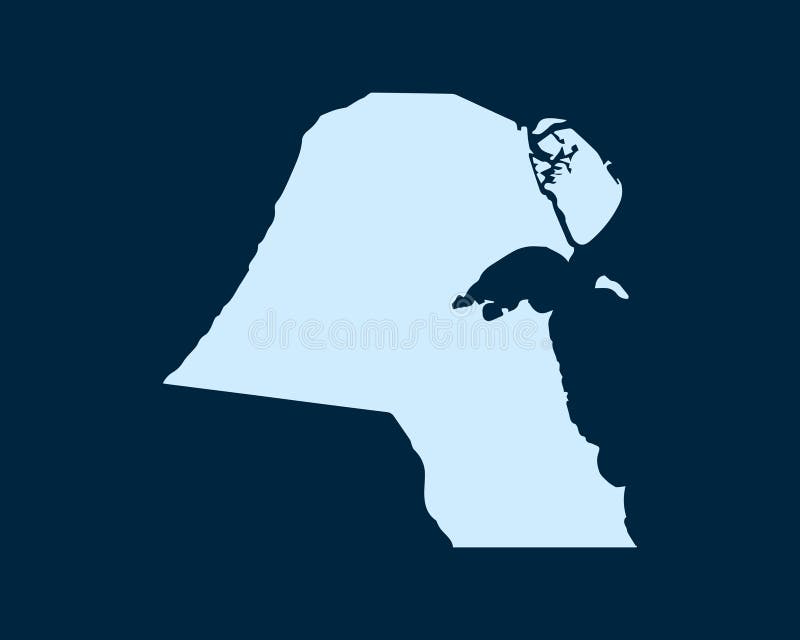 Light Blue Design Concept of Country Kuwait Map Isolated on Dark Green ...