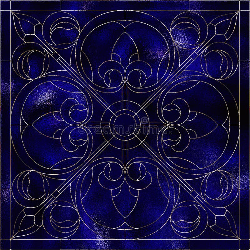 Lily Flower Geometric Pattern. Window on the Ceiling in Square Frame ...