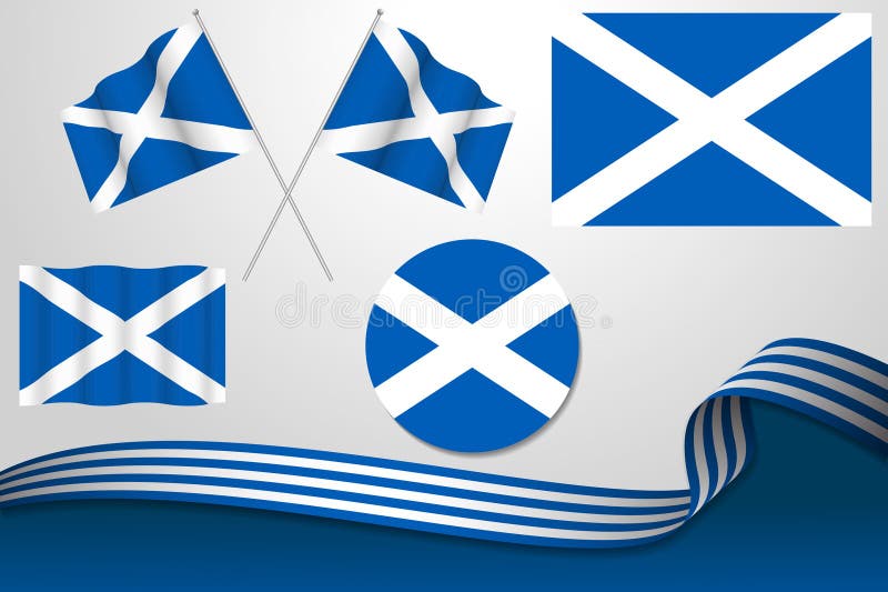 Set of Scotland Flags in Different Designs Stock Vector - Illustration ...