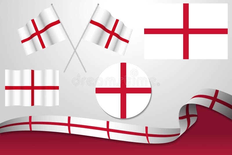 Set of England Flags in Different Designs Stock Vector - Illustration ...