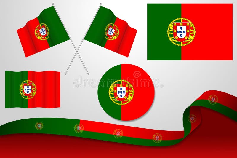Set of Portugal Flags in Different Designs Stock Vector - Illustration ...