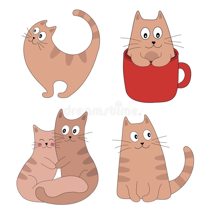 Cute Cats Collection. Kittens Set for Greeting Card or Poster. Cat ...