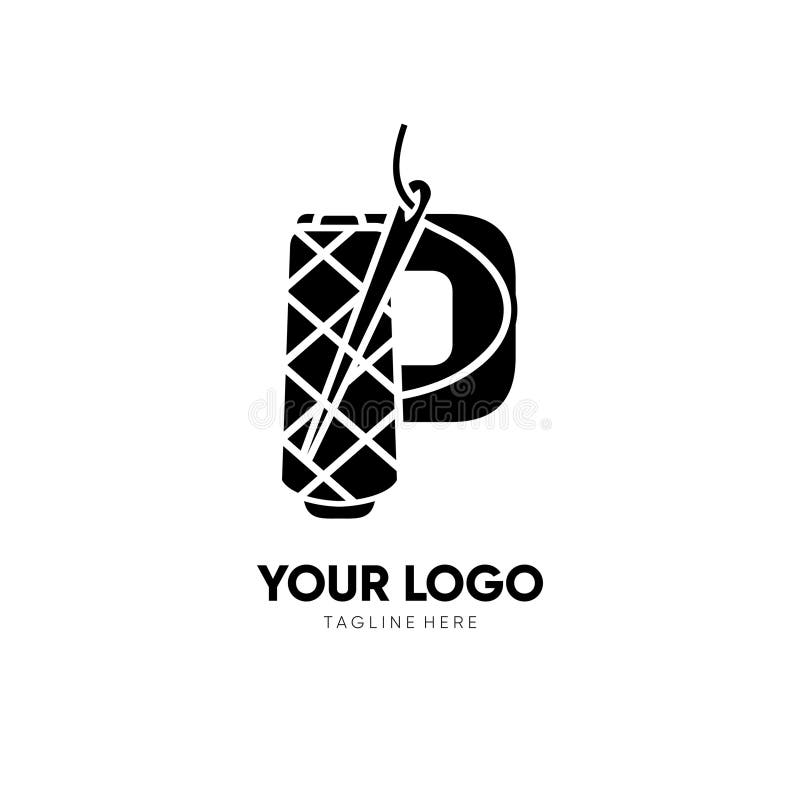 Letter Initial P Sewing Thread Logo Design Vector Icon Graphic Emblem ...