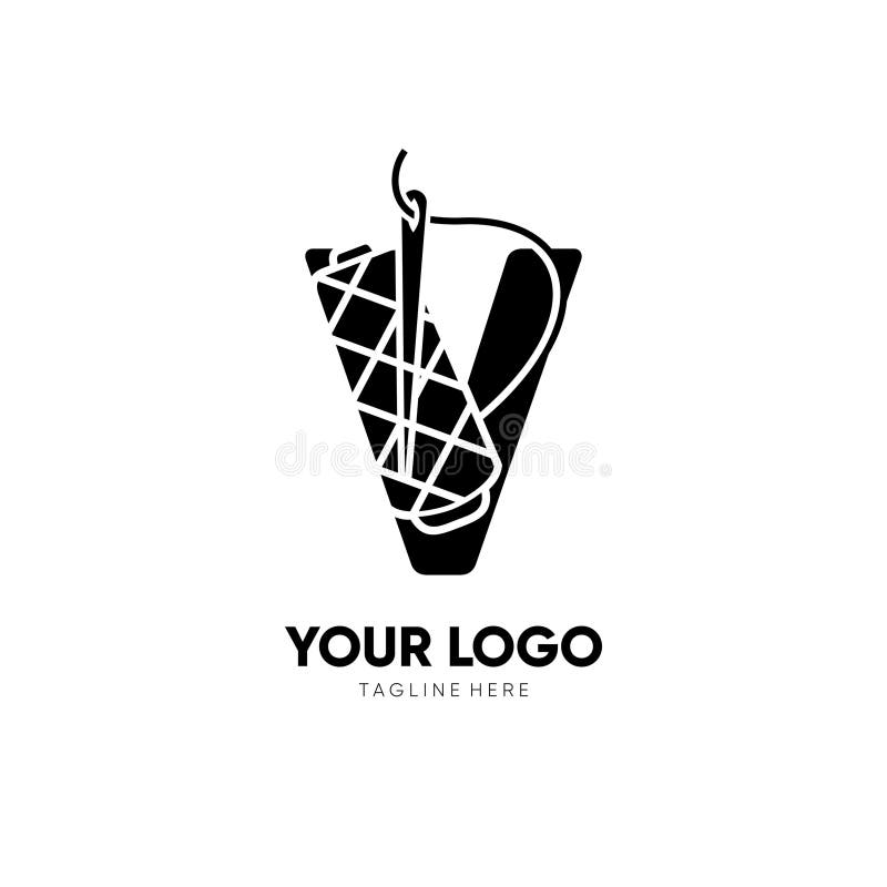 Letter Initial V Sewing Thread Logo Design Vector Icon Graphic Emblem ...