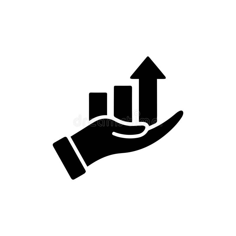 Growing Graph Icon on the Hand. Vector Growing Graph Icon on the Hand ...