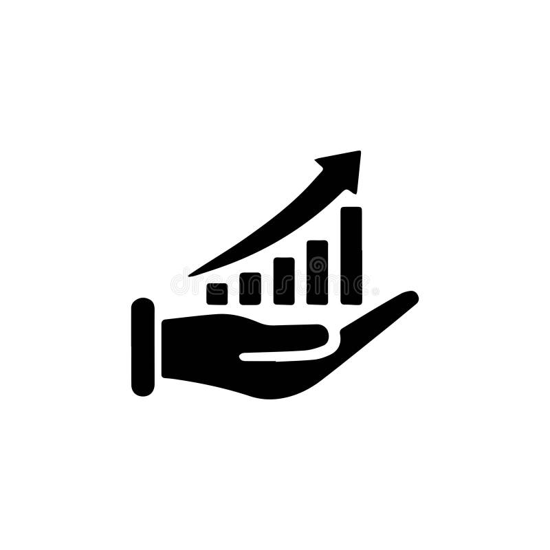 Growing Graph Icon on the Hand. Vector Growing Graph Icon on the Hand ...