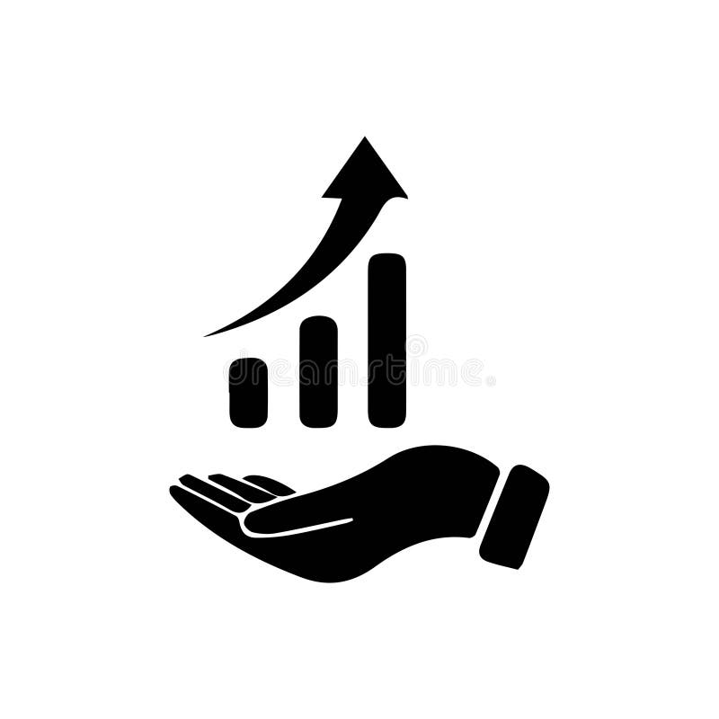 Growing Graph Icon on the Hand. Vector Growing Graph Icon on the Hand ...