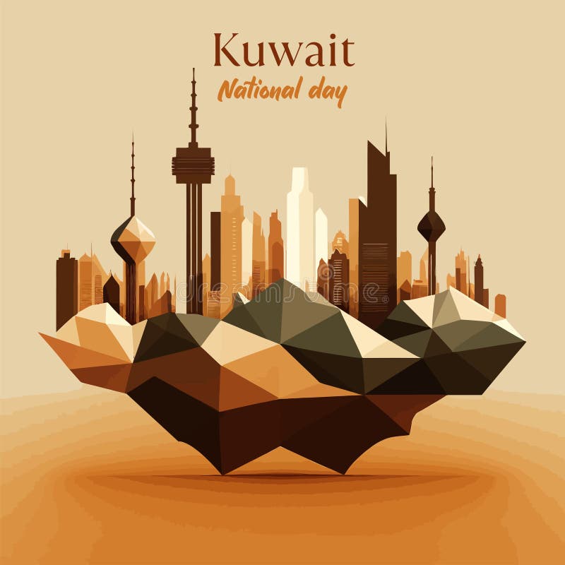 Kuwait National Day Banner with Beige Background Stock Vector ...