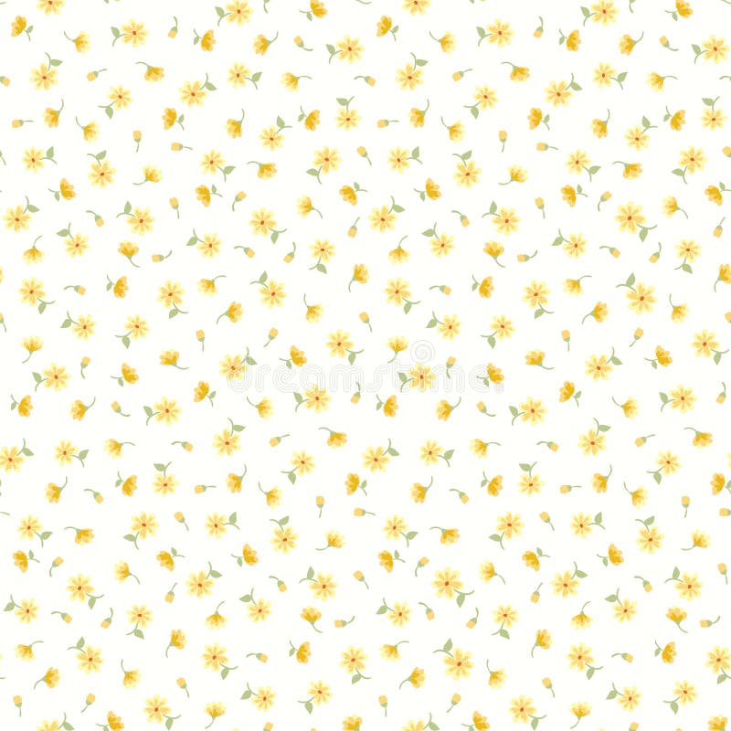 Seamless Pattern, Small Yellow Flower with Creamy White Color ...