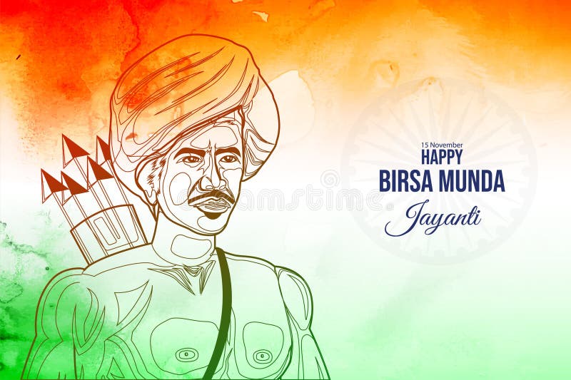 Birsa Munda Adivasi Freedom Fighter of India Face Pagdi Icon Stock ...