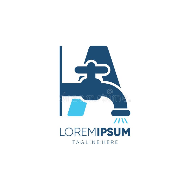 Letter a Initial Water Faucet Logo Design Vector Icon Graphic Emblem ...