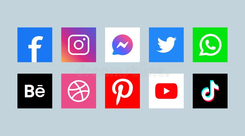 Popular Social Network Logo Icons Editorial Stock Photo - Illustration ...
