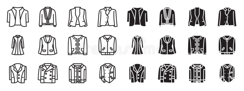Jacket Icons Set. Man, Woman and Unisex Jacket. Stock Vector ...