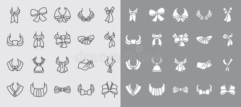 Set of Neckerchief Icon, Bow Tie and Scarf. Stock Vector - Illustration ...