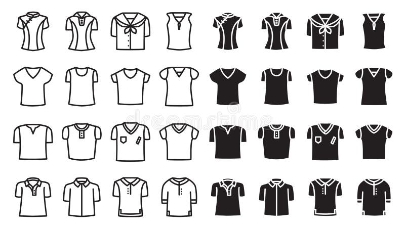 Shirt Icon Set. Man, Woman and Unisex Shirt. Stock Vector ...