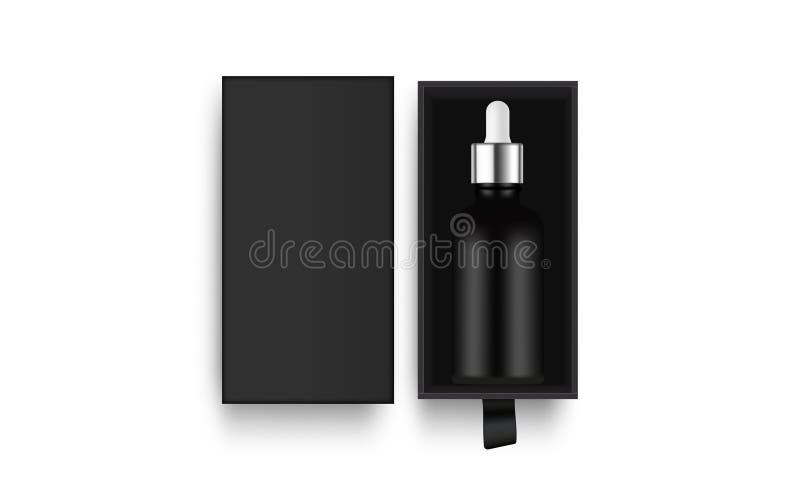 Black Dropper Bottle Inside Rectangular Box, Top View Stock Vector ...