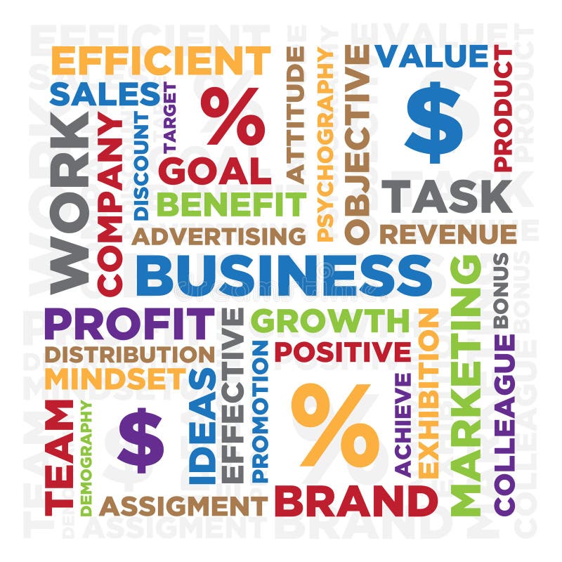 Vector Illustration Business-Related Word Cloud in Various Colors Stock ...