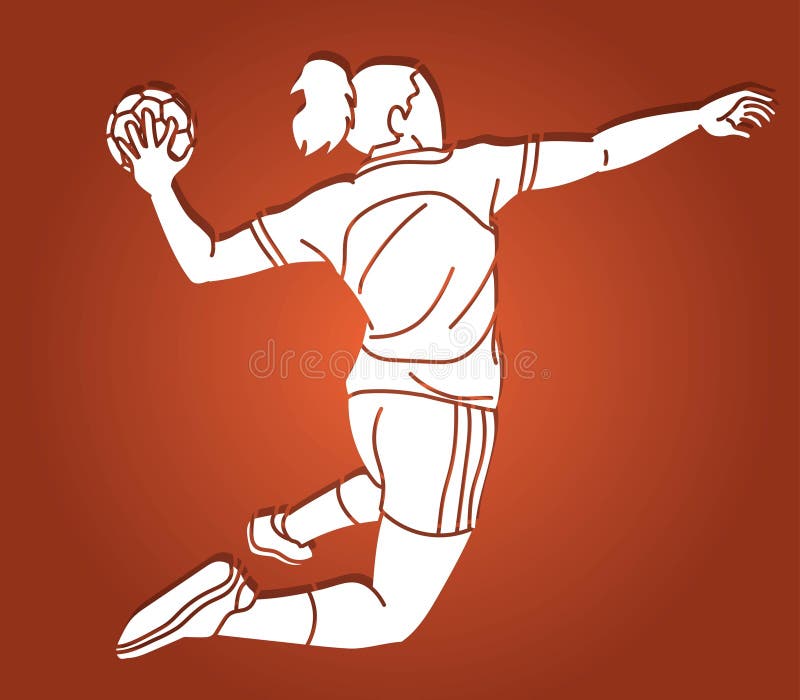 Handball Sport Woman Player Action Cartoon Graphic Vector Stock Vector ...