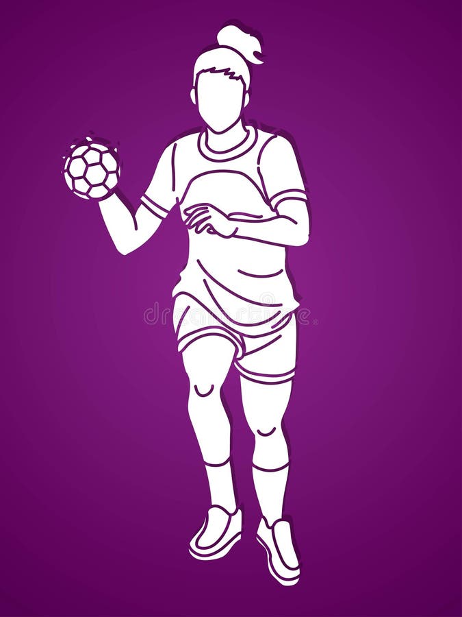 Handball Sport Woman Player Action Cartoon Graphic Vector Stock Vector ...