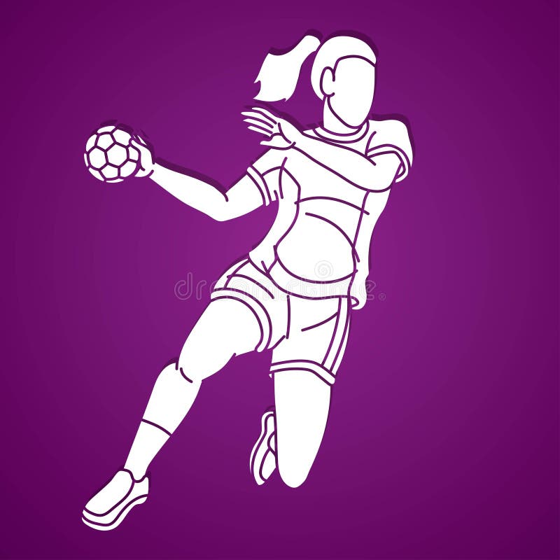 Handball Sport Female Player Action Graphic Vector Stock Vector ...
