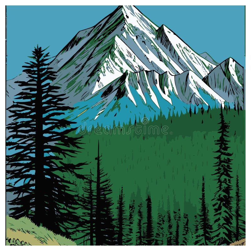 Vector Mountain Scenery, with Forests of Fir Trees Stock Vector ...