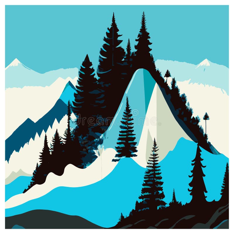 Vector Mountain Scenery, with Forests of Fir Trees Stock Vector ...