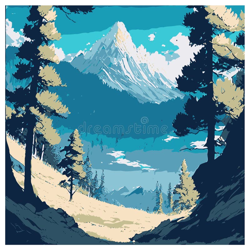 Vector Mountain Scenery, with Forests of Fir Trees Stock Vector ...