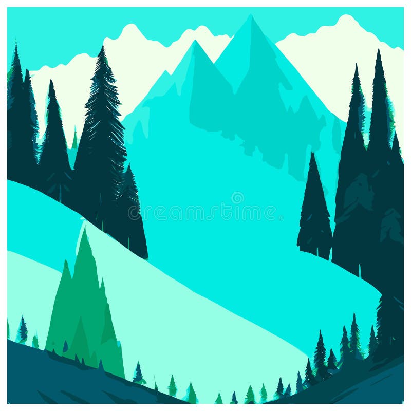 Vector Mountain Scenery, with Forests of Fir Trees Stock Vector ...