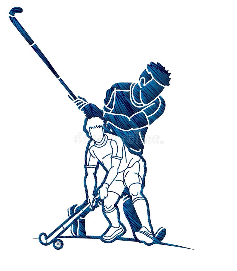 Field Hockey Sport Team Male Players Mix Action Cartoon Stock Vector ...
