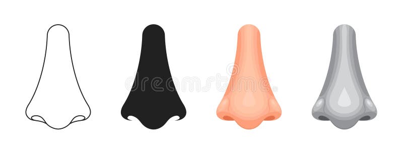 Nose in Four Different Style Line, Bold, Color and Gray Color Stock ...