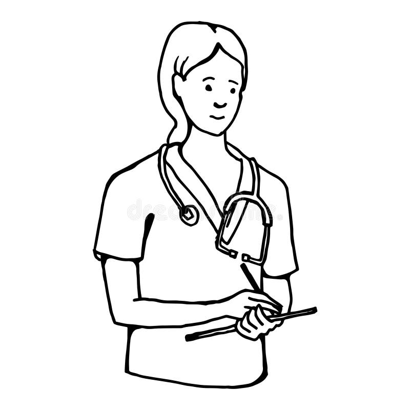 Stethoscope Drawing Around The Neck