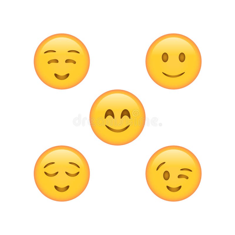 Set of blush face emoticon stock vector. Illustration of print - 272782700