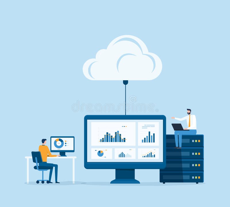 Business Technology Cloud Computing Service and Datacenter Storage Server Connect on Cloud ...