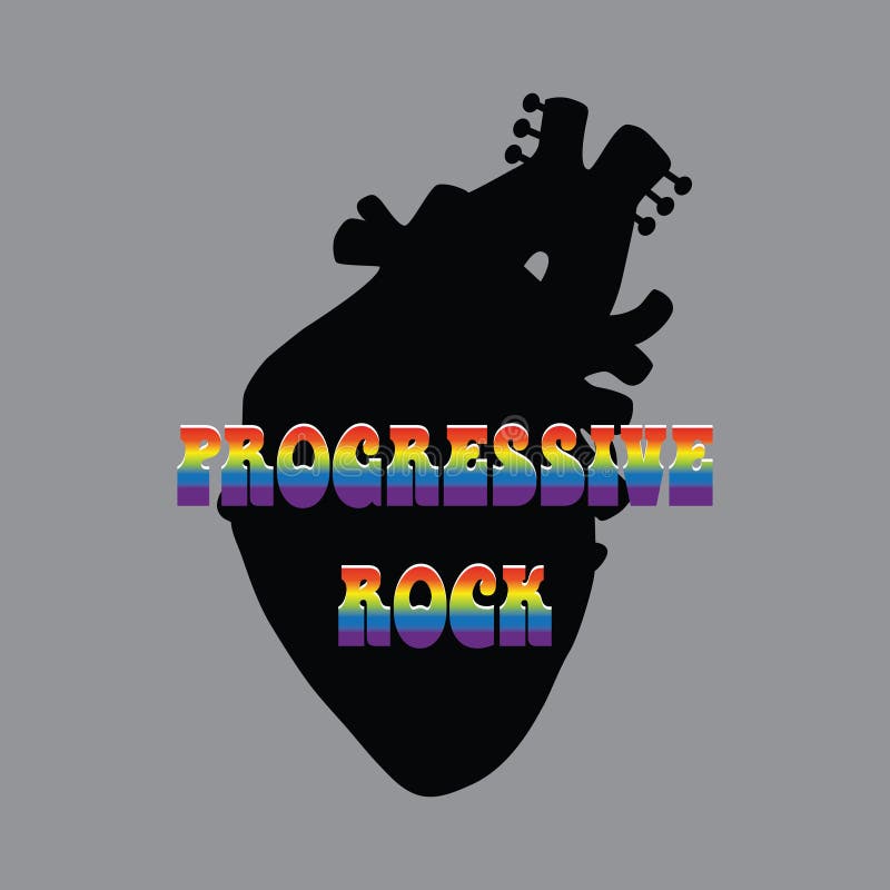 Vector Illustration Progressive Rock Music Concept with Human Heart and ...