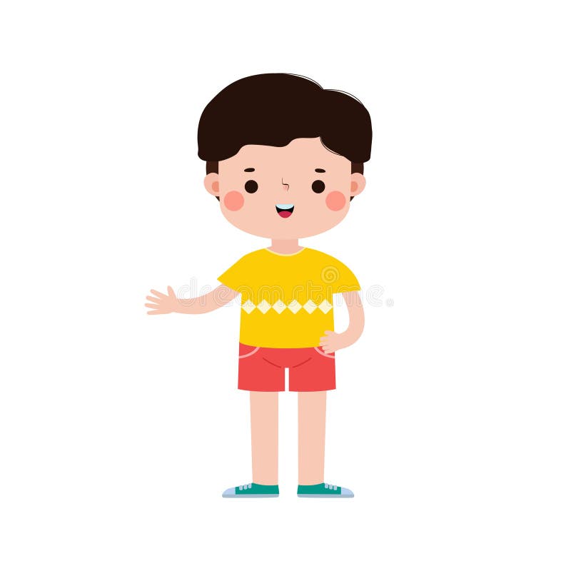 Happy Kid Cartoon Character Flat Style, Cute Little Child Standing ...