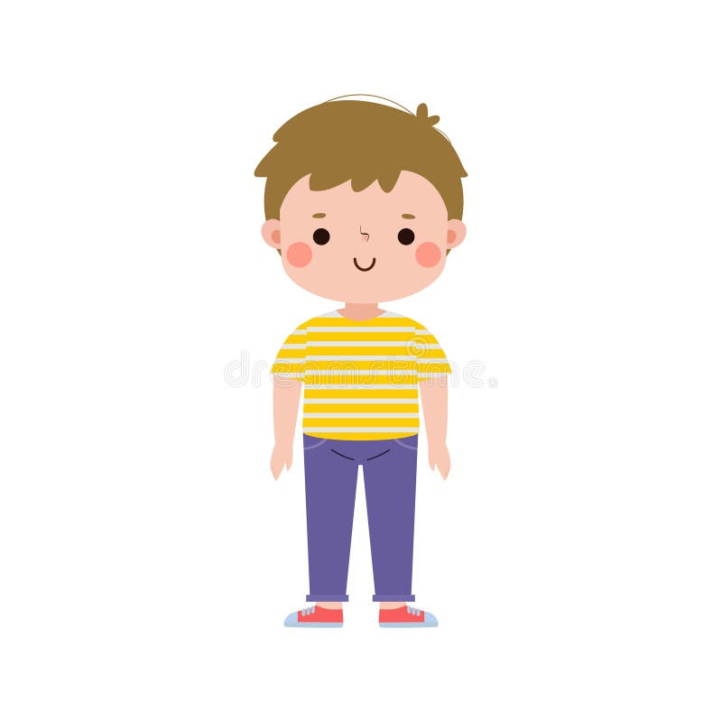 Happy Kid Cartoon Character Flat Style, Cute Little Child Standing ...