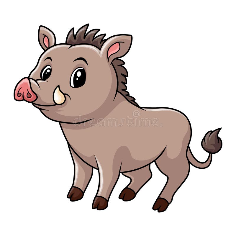 Cute Baby Wild Boar Cartoon Smile Stock Vector - Illustration of child ...